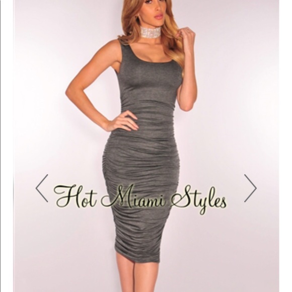 Hot Miami Styles | Dresses | Hotmiamistyles Gray Ruched Dress | Poshmark